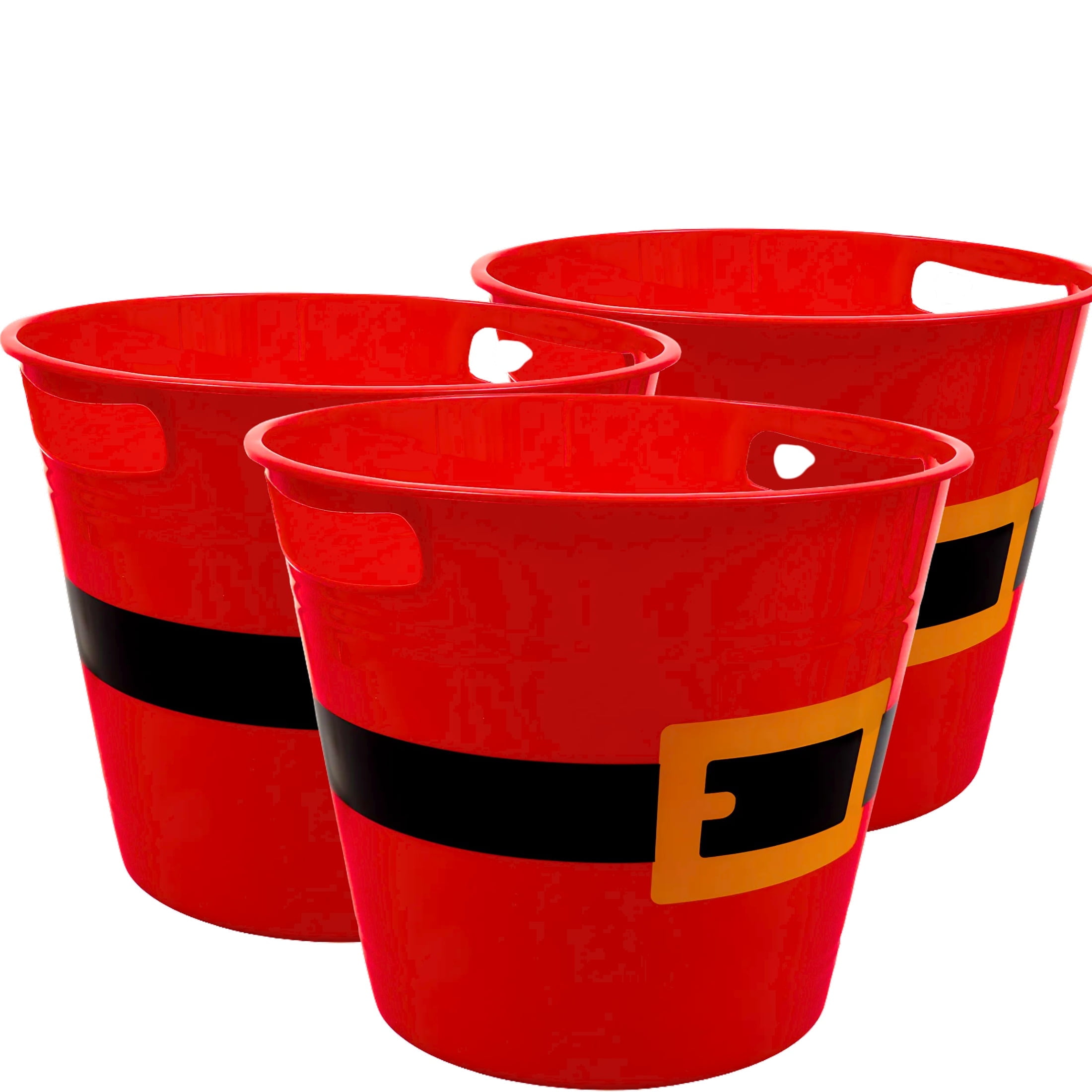 3-Pack Christmas Santa Belt Buckets, 7.95in. x 8.32in. Holiday Gift Red ...