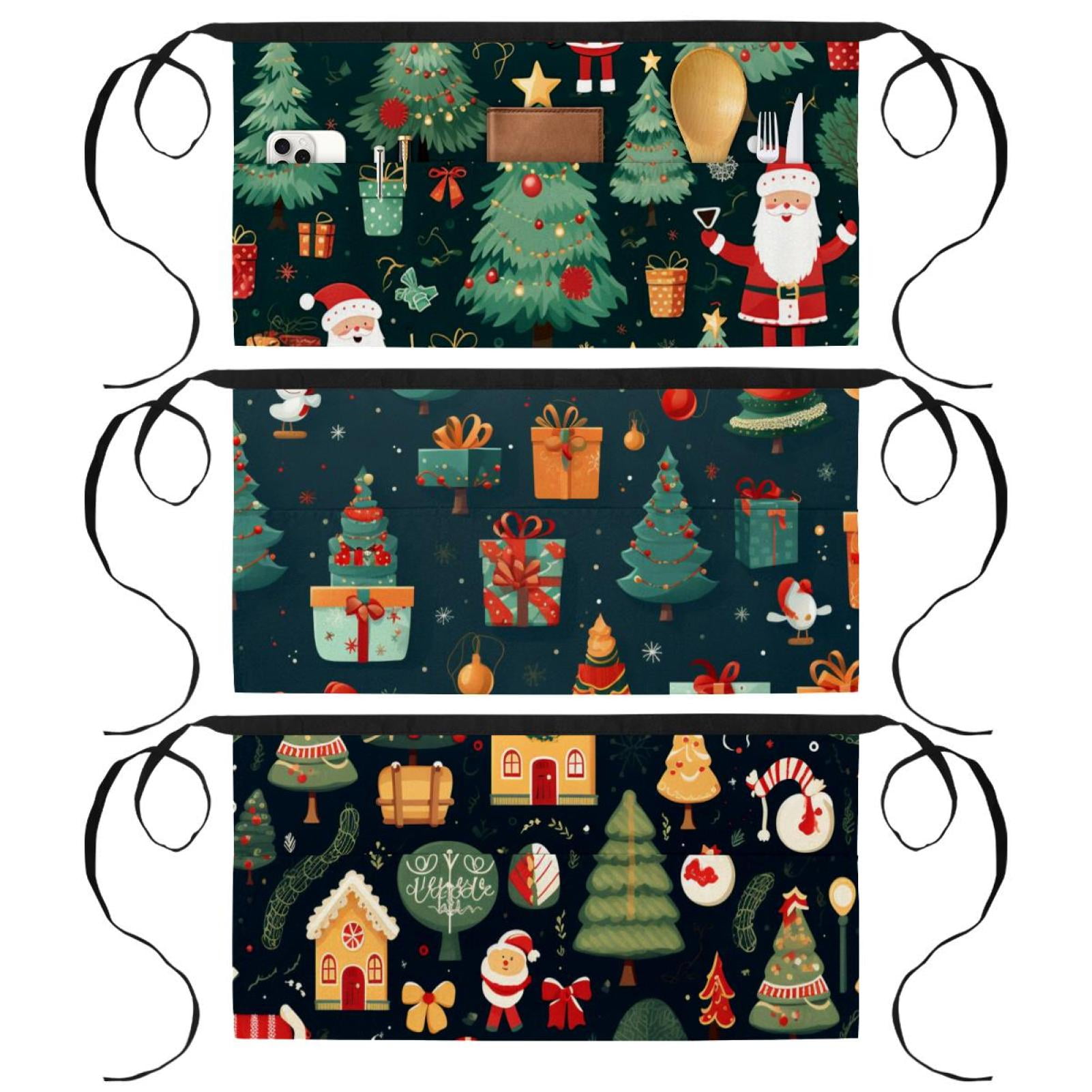 3 Pack Christmas Server Waist Aprons, Waitress Kitchen Restaurant Half ...