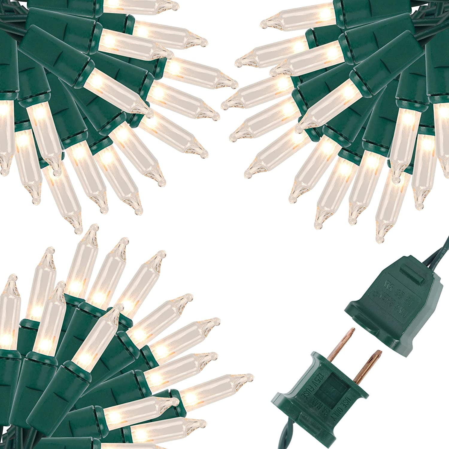 3 Pack Christmas String Lights 150 x 3 Count Green Wire Lights 120V UL ...