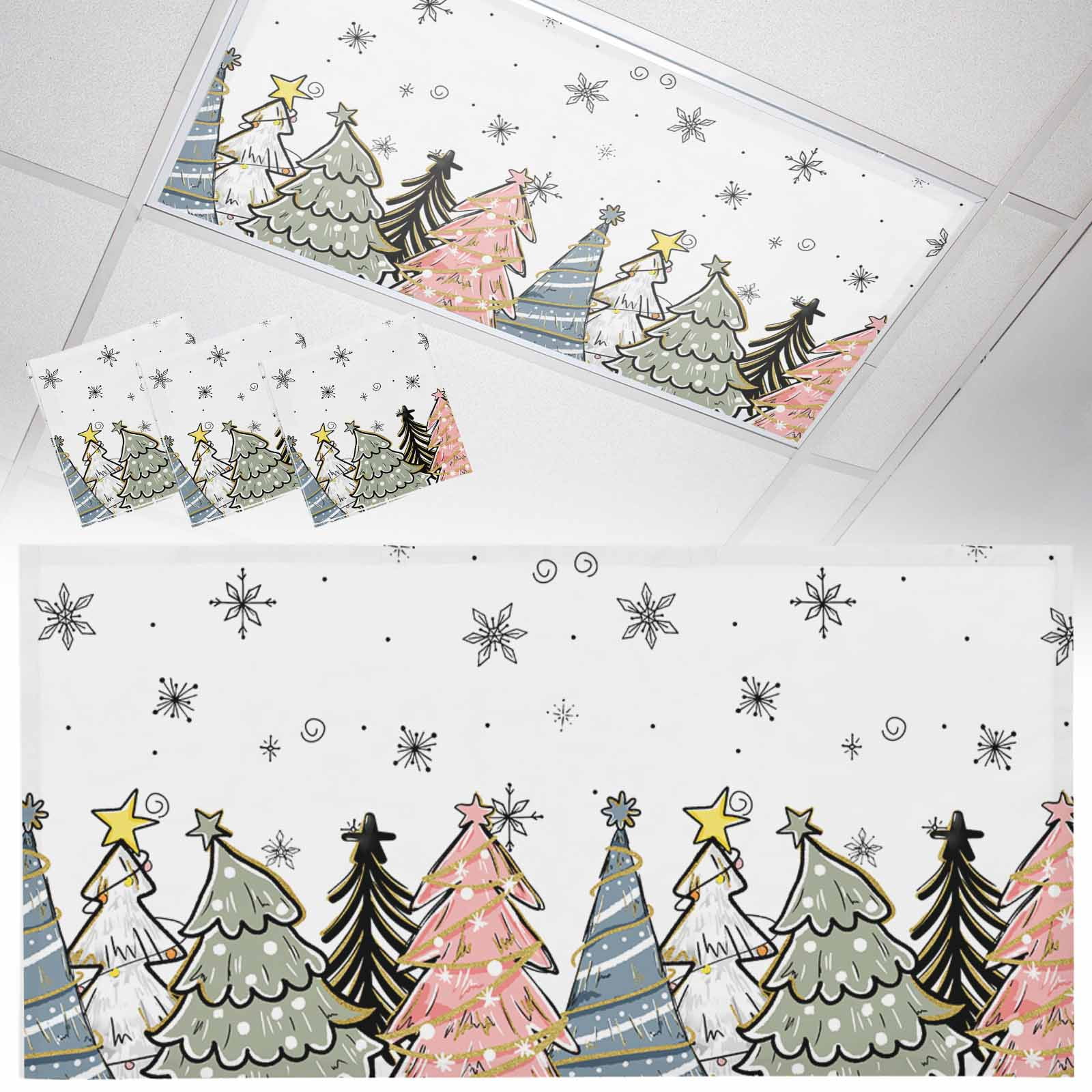 3 Pack Christmas Tree Fluorescent Light Covers for Ceiling Lights ...