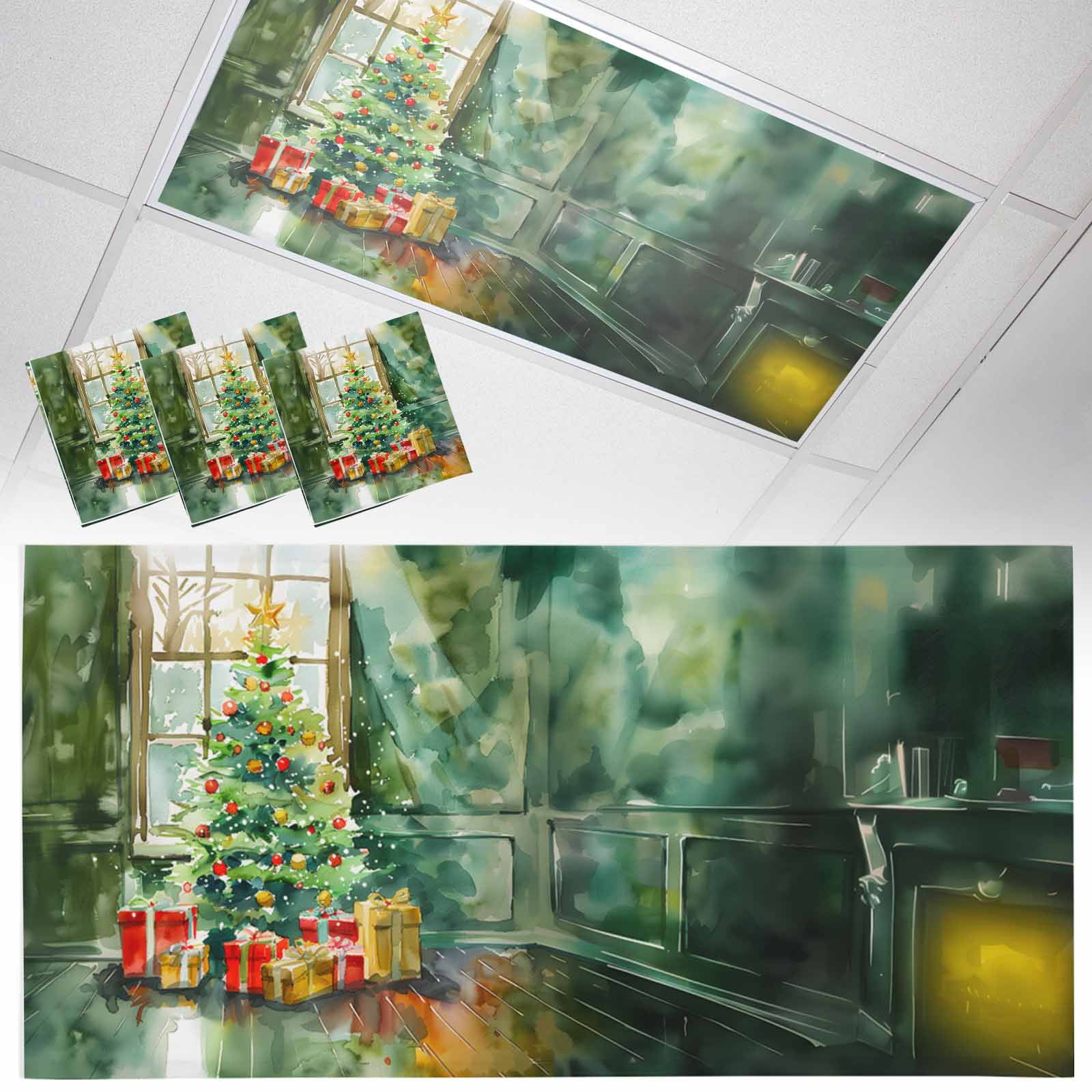 3 Pack Christmas Tree Fluorescent Light Covers for Ceiling Lights Xmas ...