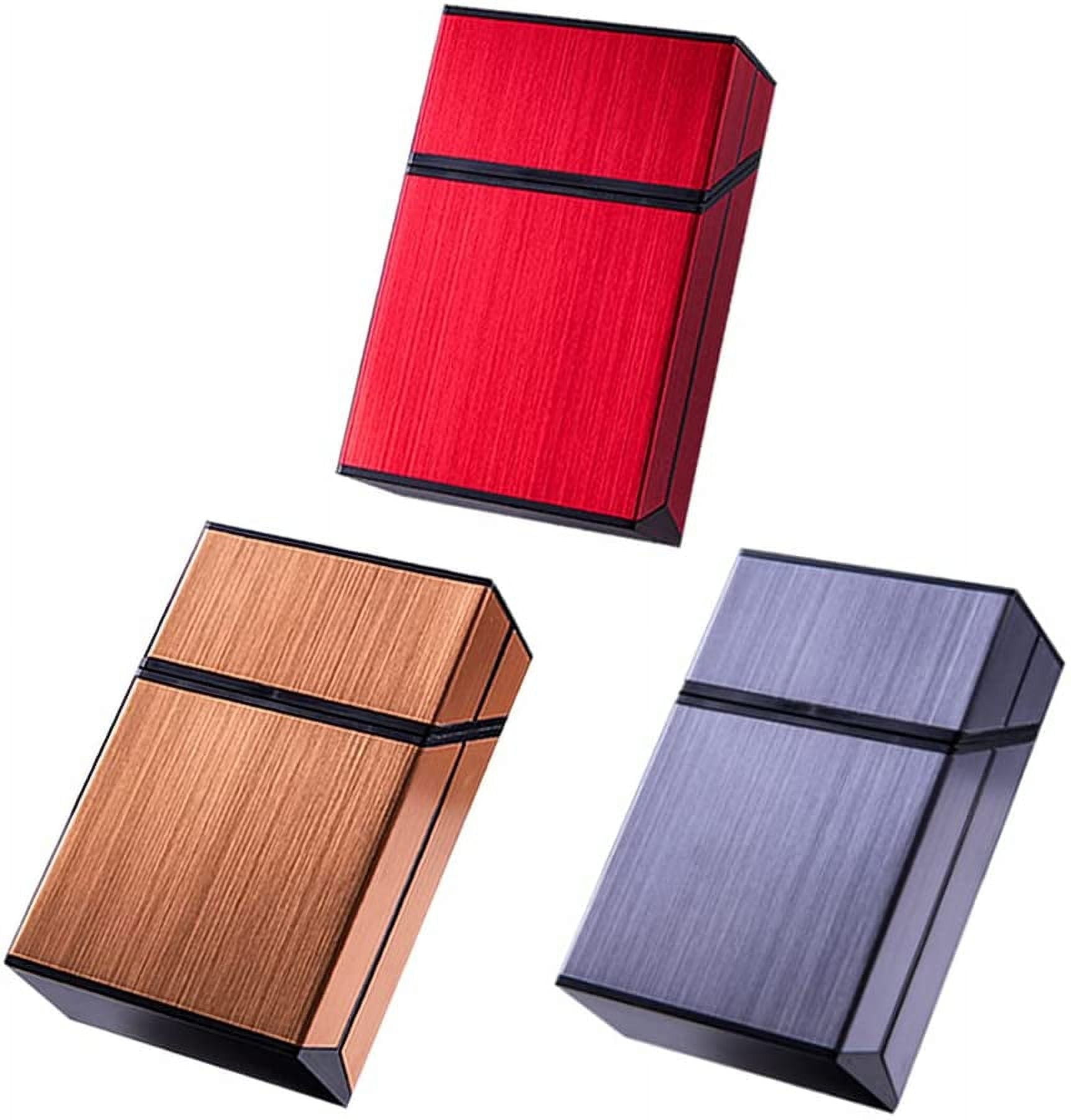3 Pack Cigarette Case Aluminum Brushed Cigarette Hard Box Holder for ...