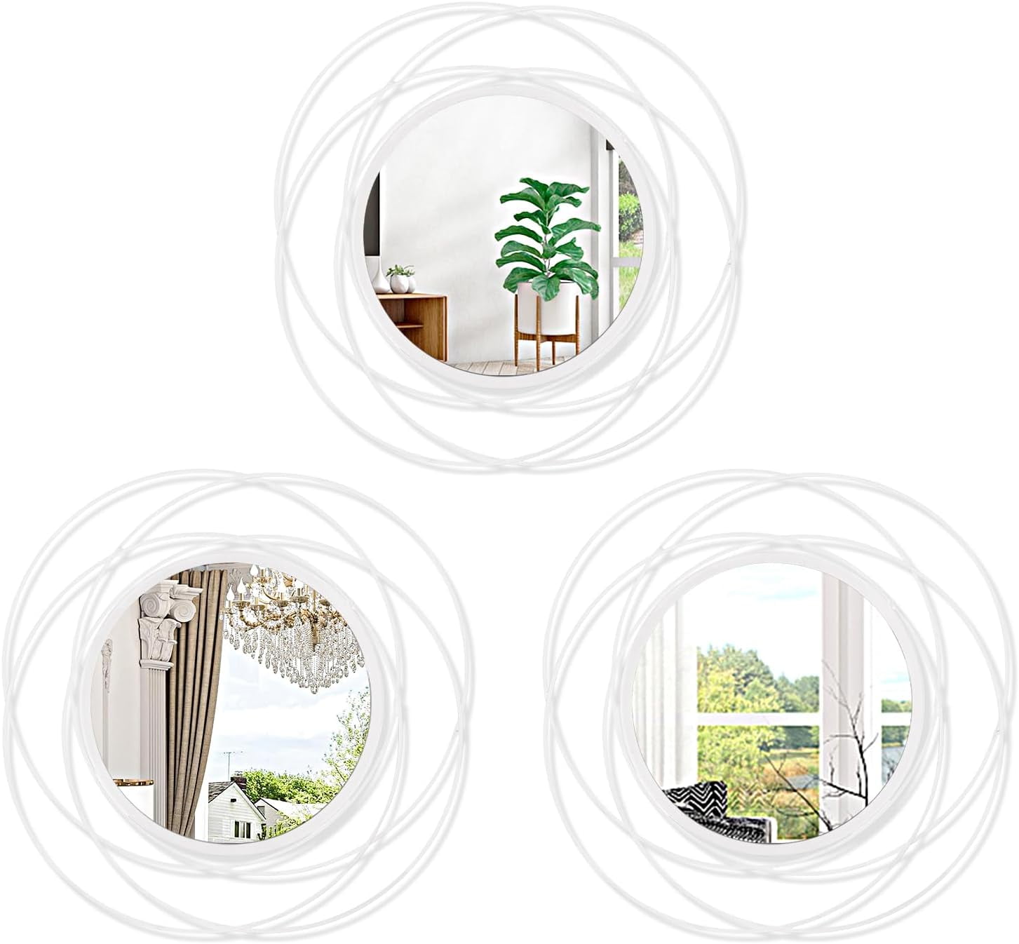 3 Pack Circle Mirror Wall Decorative Metal Wall Mirror, Art Small Round ...