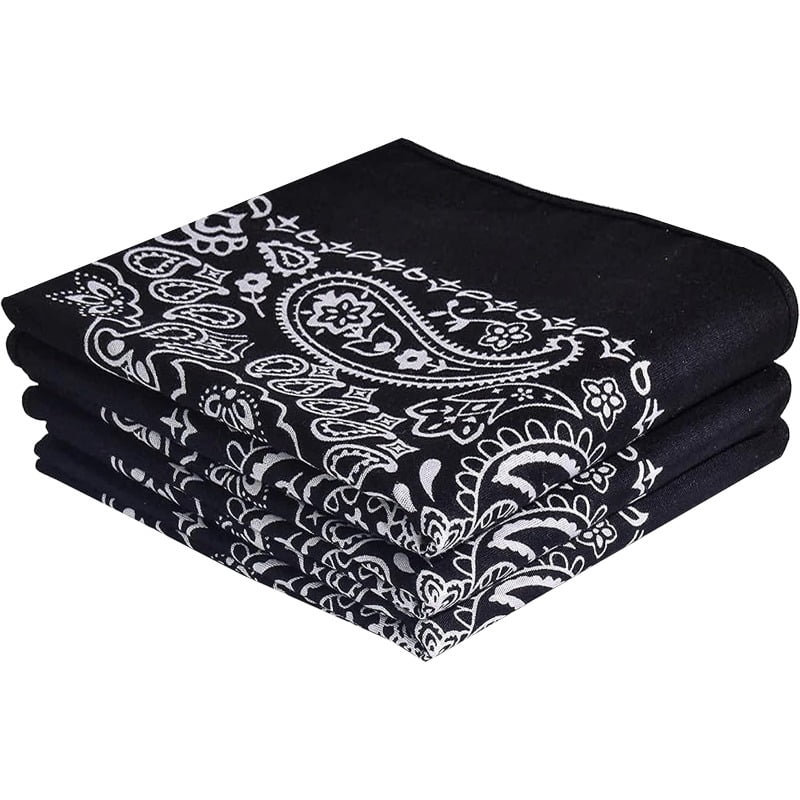 3 Pack Classic Paisley Bandanas, 100% Cotton 22x22 Inches, Multi ...