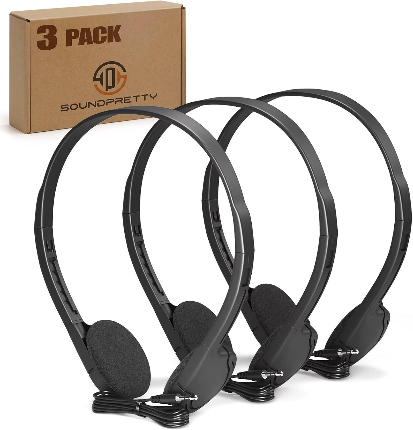 3-Pack Classroom Headphones Individually Wired - School Headphones with ...