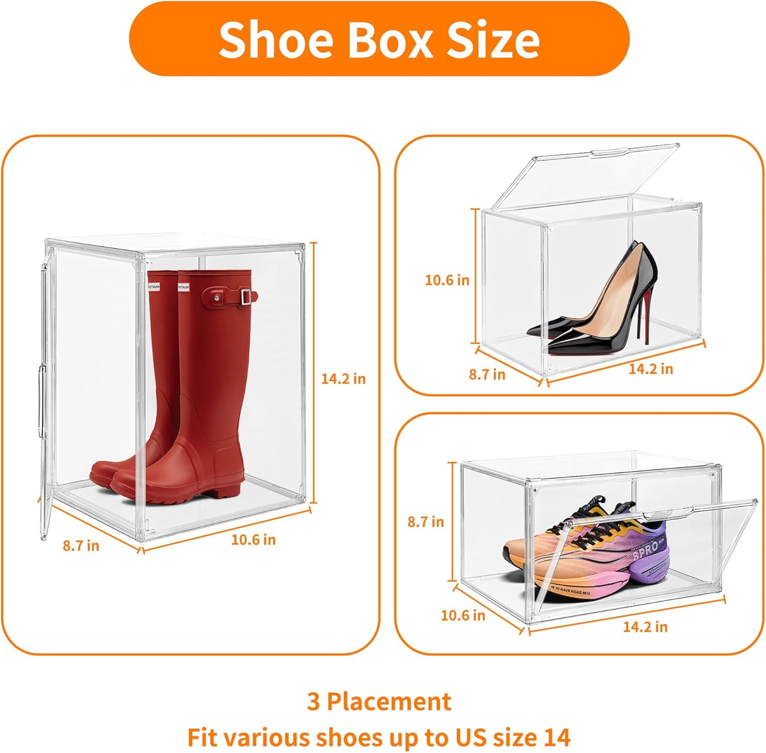 3 Pack Clear Acrylic Sneaker Shoe Display Case - Walmart.com