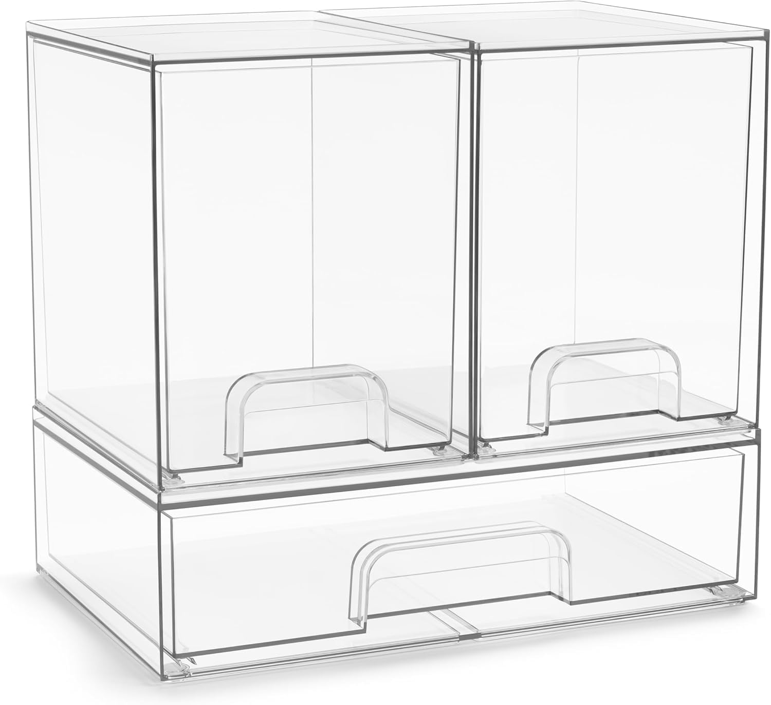3-Pack Clear Acrylic Storage Containers | Stackable Bathroom Organizers ...