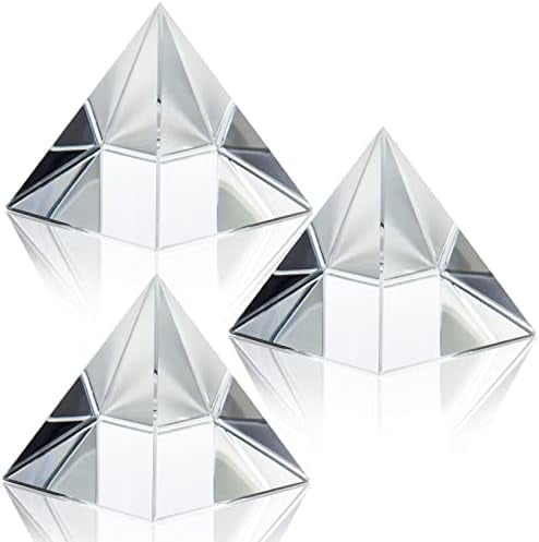 3 Pack Clear Crystal Pyramid, 2.4" Crystal Pyramid Prism, Glass ...