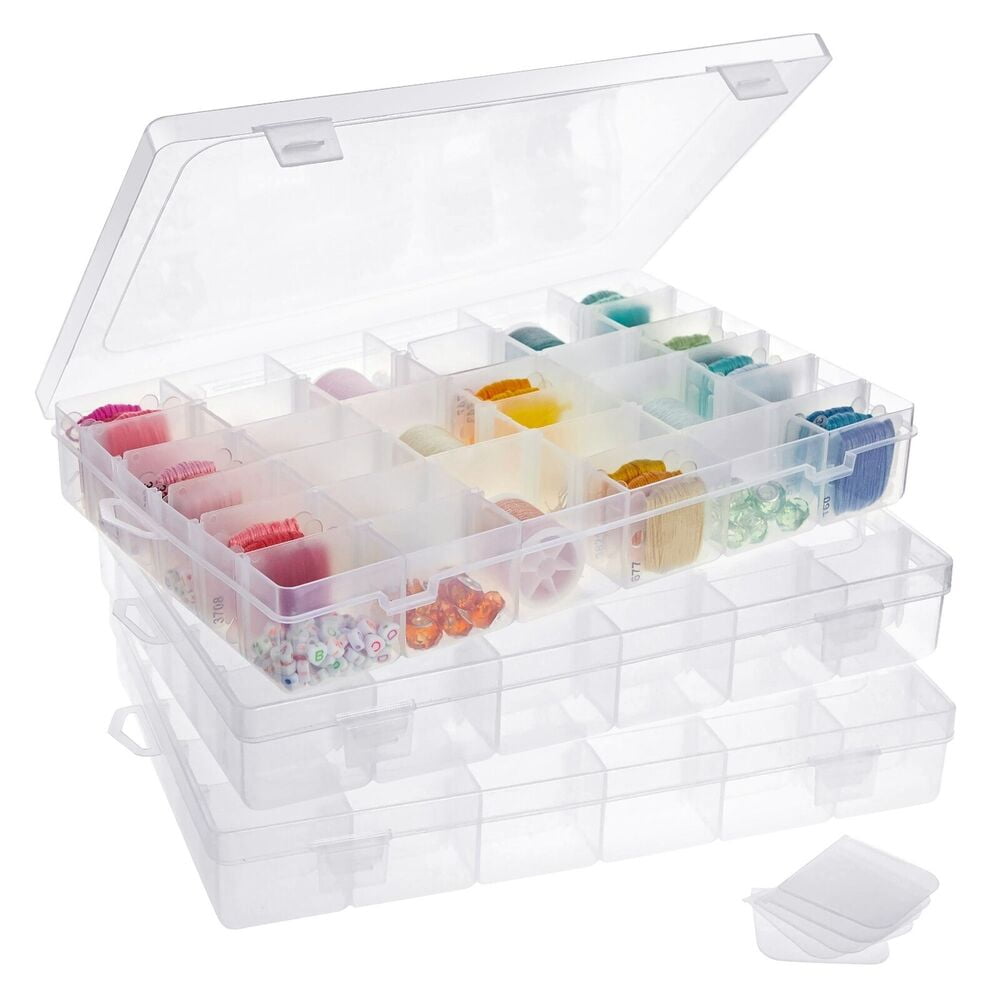 3 Pack Clear Jewelry Box Organizer Box. Bead Storage Containers, 36 ...