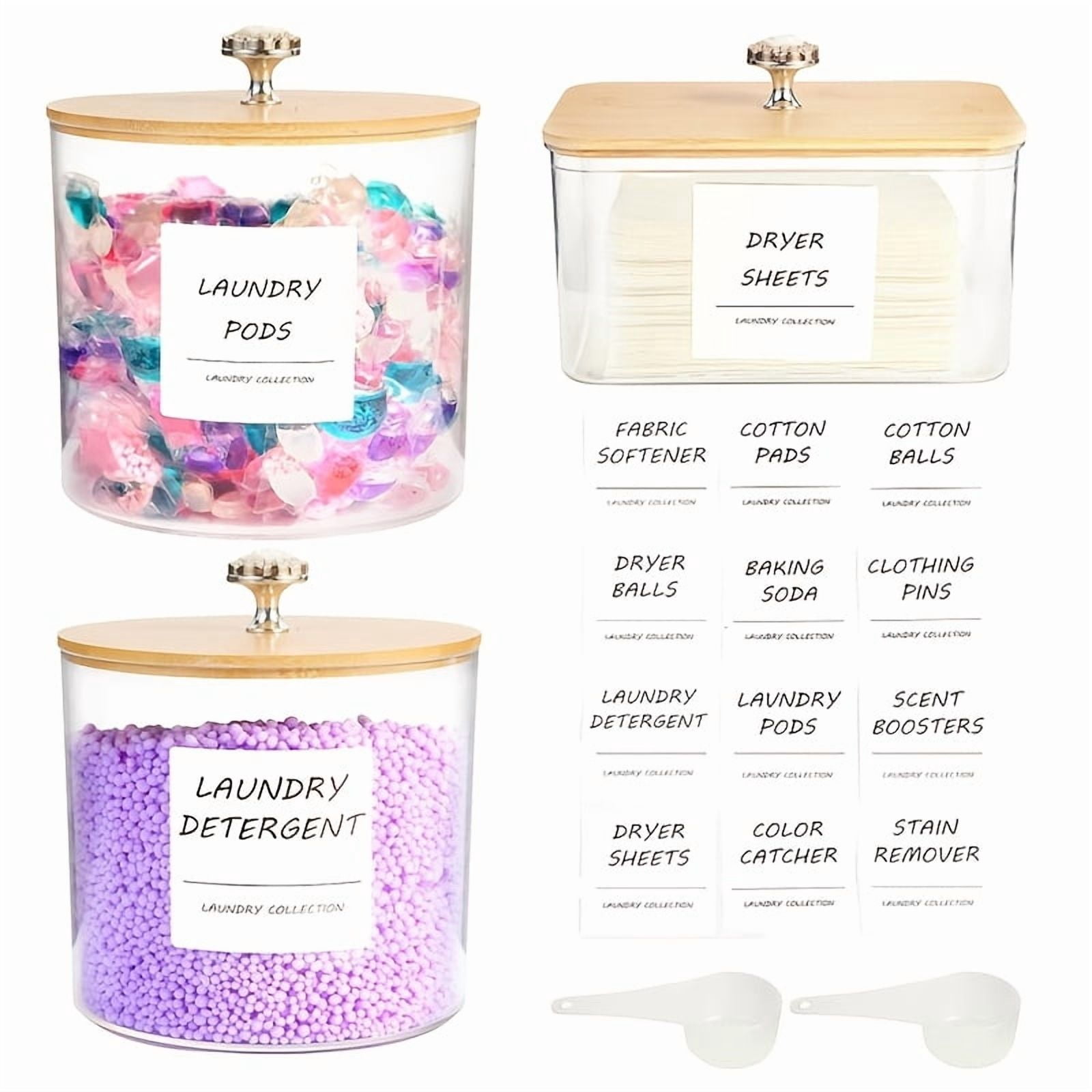 3-Pack Clear Plastic Laundry Storage Containers with Lids - Scoops ...