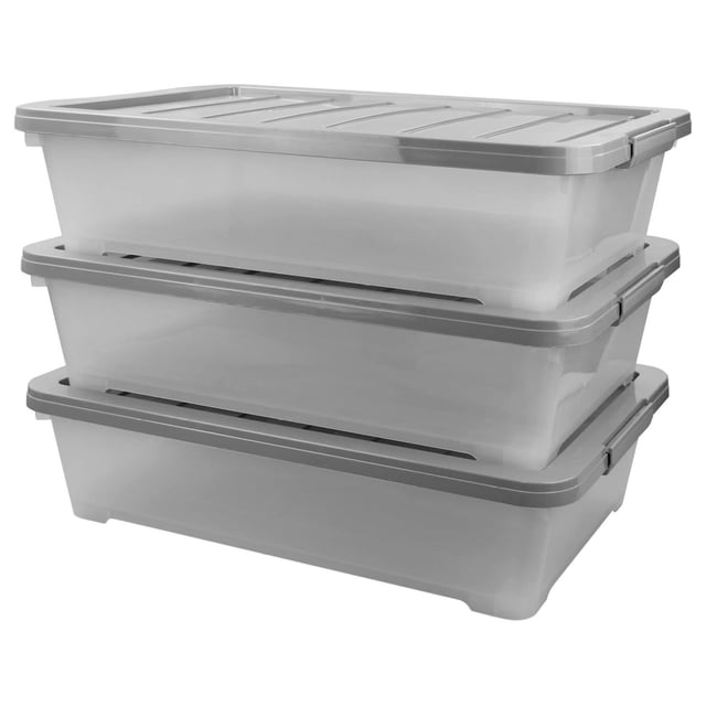 3-Pack Clear Plastic Under Bed Storage Boxes, 40 Quart Under Bed ...