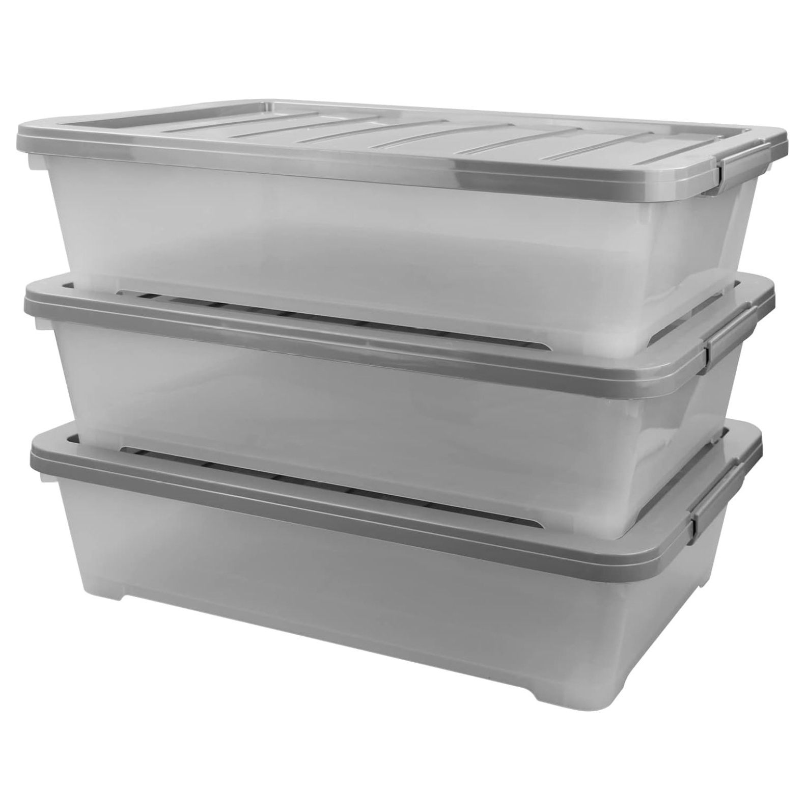 3-Pack Clear Plastic Under Bed Storage Boxes, 40 Quart Under Bed ...