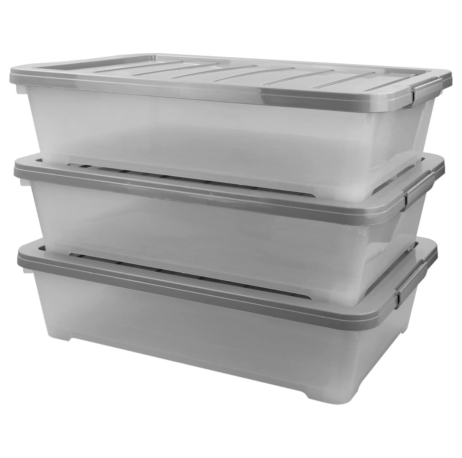 3-Pack Clear Plastic Under Bed Storage Boxes, 40 Quart Under Bed ...