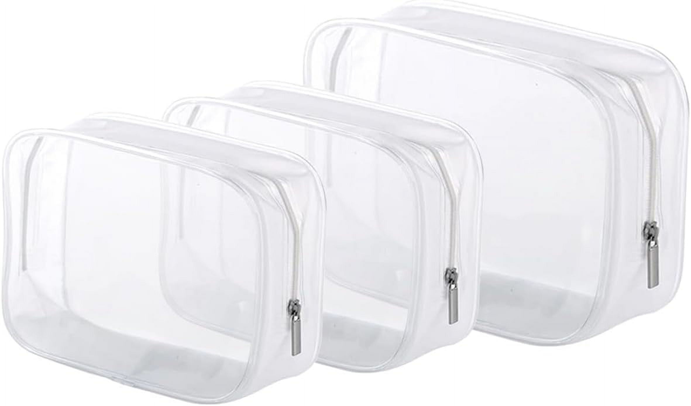 3 Pack Clear Plastic Zippered Toiletry Carry Pouch TSA Approved ...
