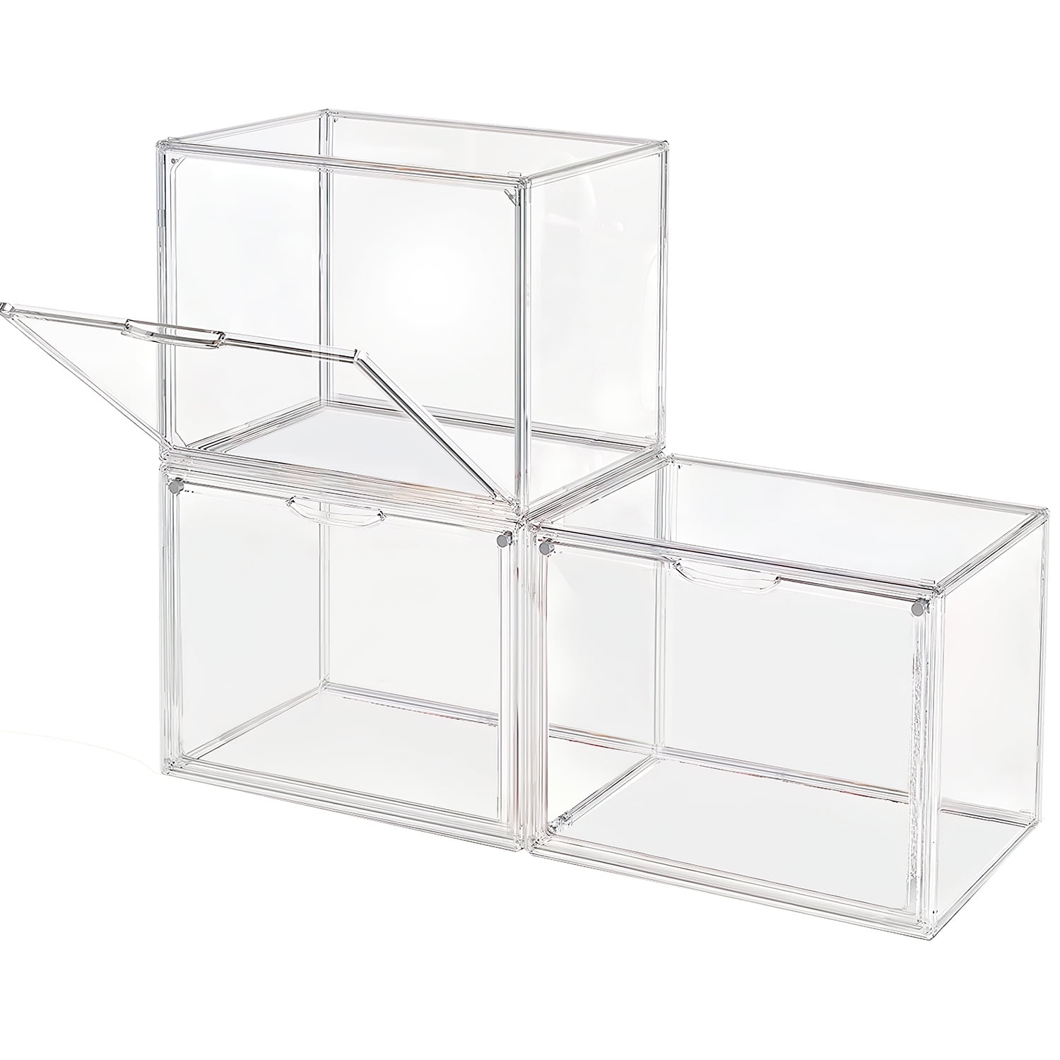 Free Shipping 3 Pack Clear Stackable Plastic Storage Bins With Lid