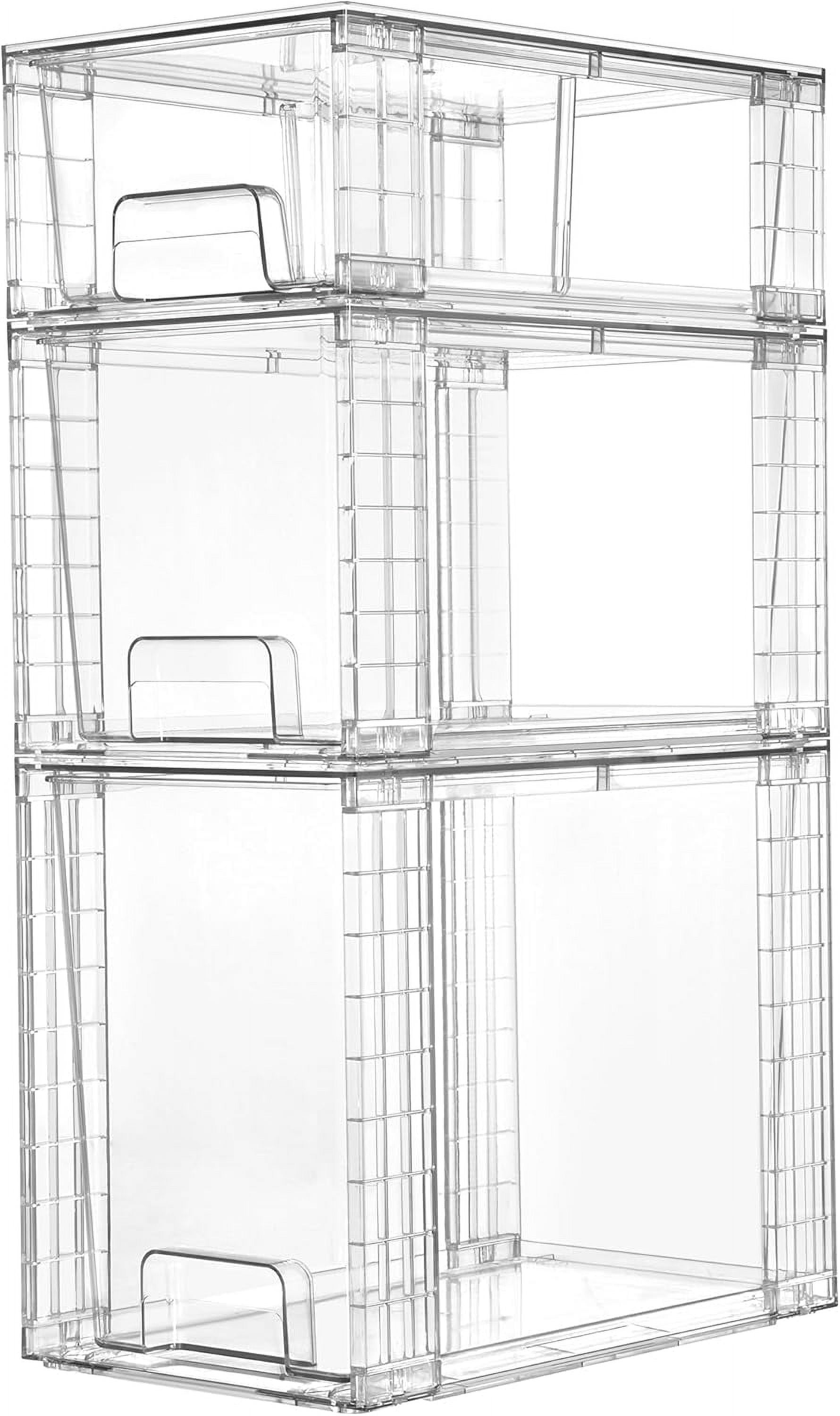 3 Pack Clear Stackable Storage Drawers,Easy to Assemble Bathroom ...