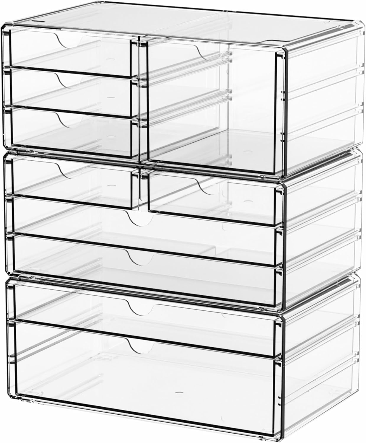 3 Pack Clear Storage Drawers With 10 Drawers,Stackable 11.1” Large ...