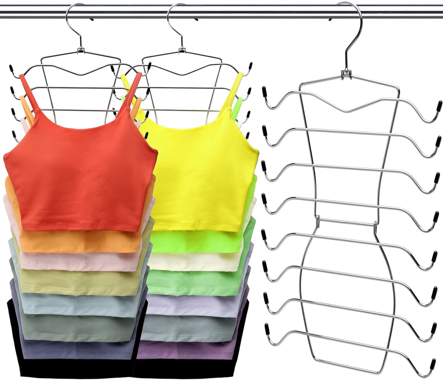 3 Pack Closet-Organizer,8 Tier Tank-Top-Hanger, Bar-Hangers-Space ...