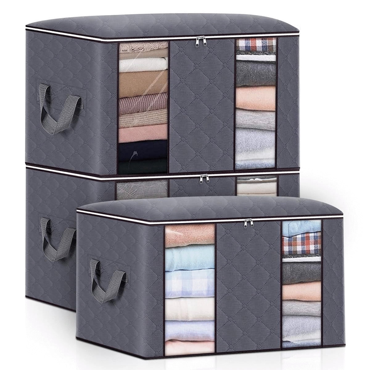 3 Pack Closet Organizers and Storage Bags for Clothes, Large Capacity ...