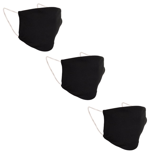 3 Pack Cloth Face Mask Coverings Reuseable Washable in Black - Walmart.com