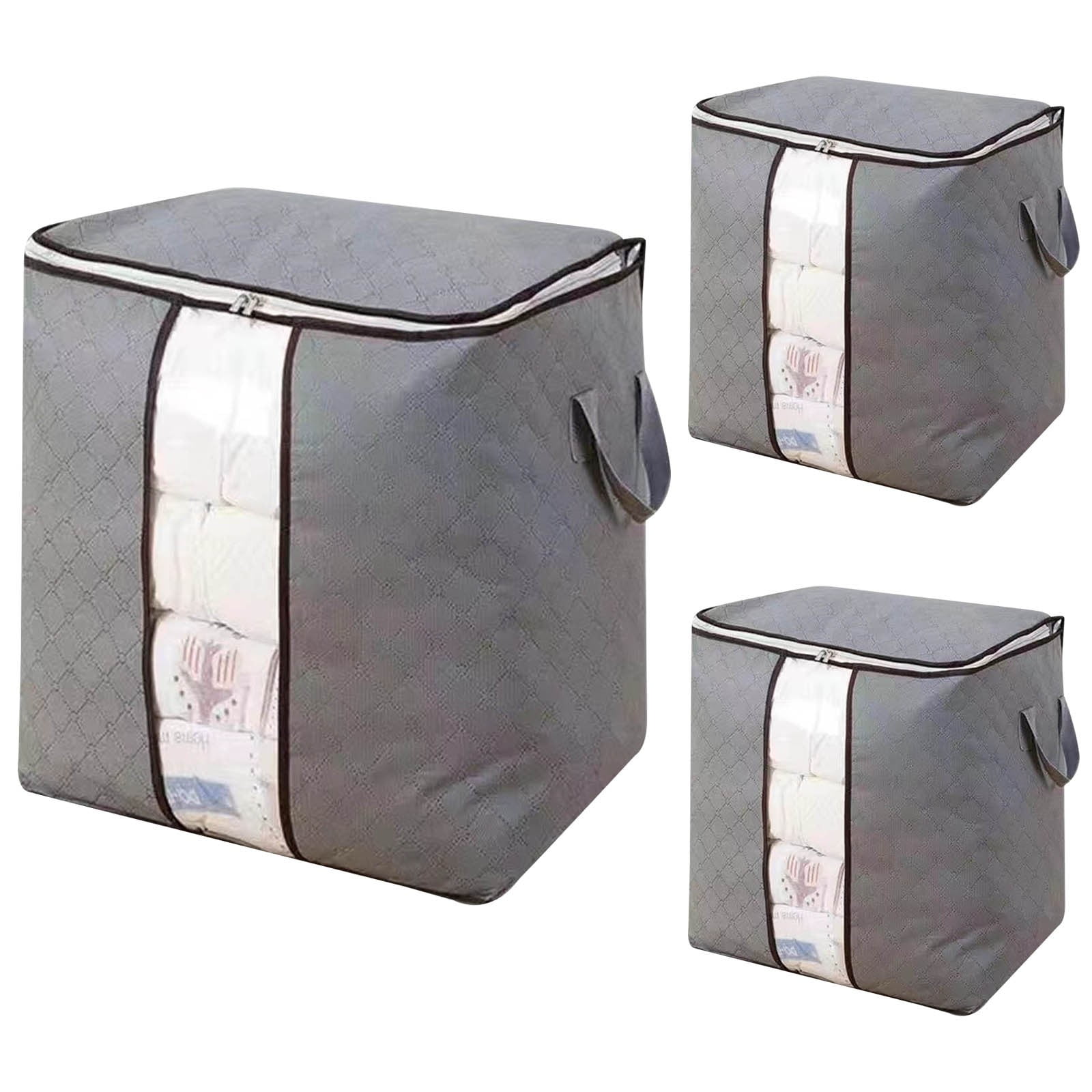 3 Pack Clothes Storage, Foldable Fabric Blanket Storage Bags, 18.9x11 ...