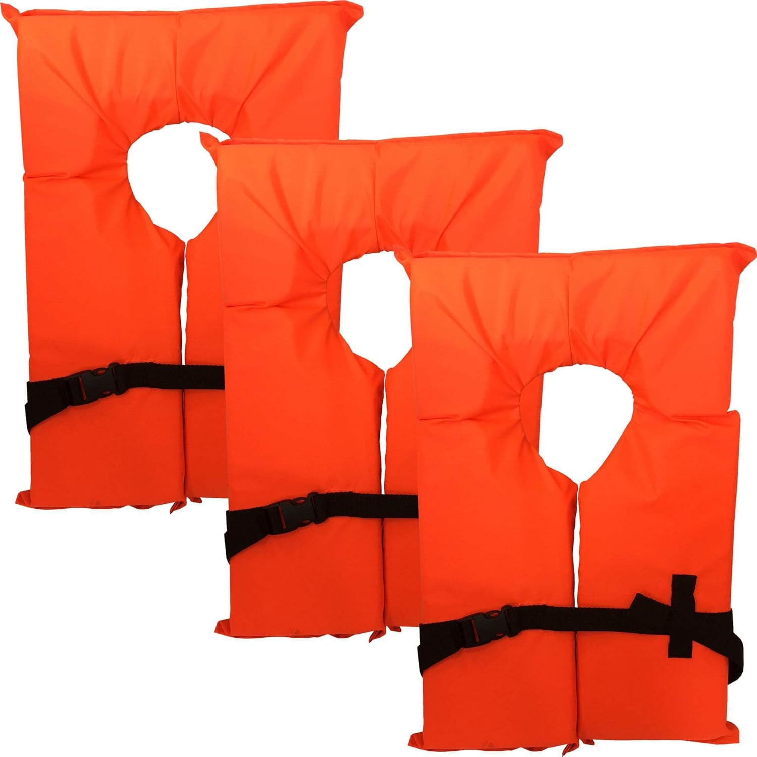 3 Pack Coast Guard Approved Life Jackets for Adults. High Visibility ...