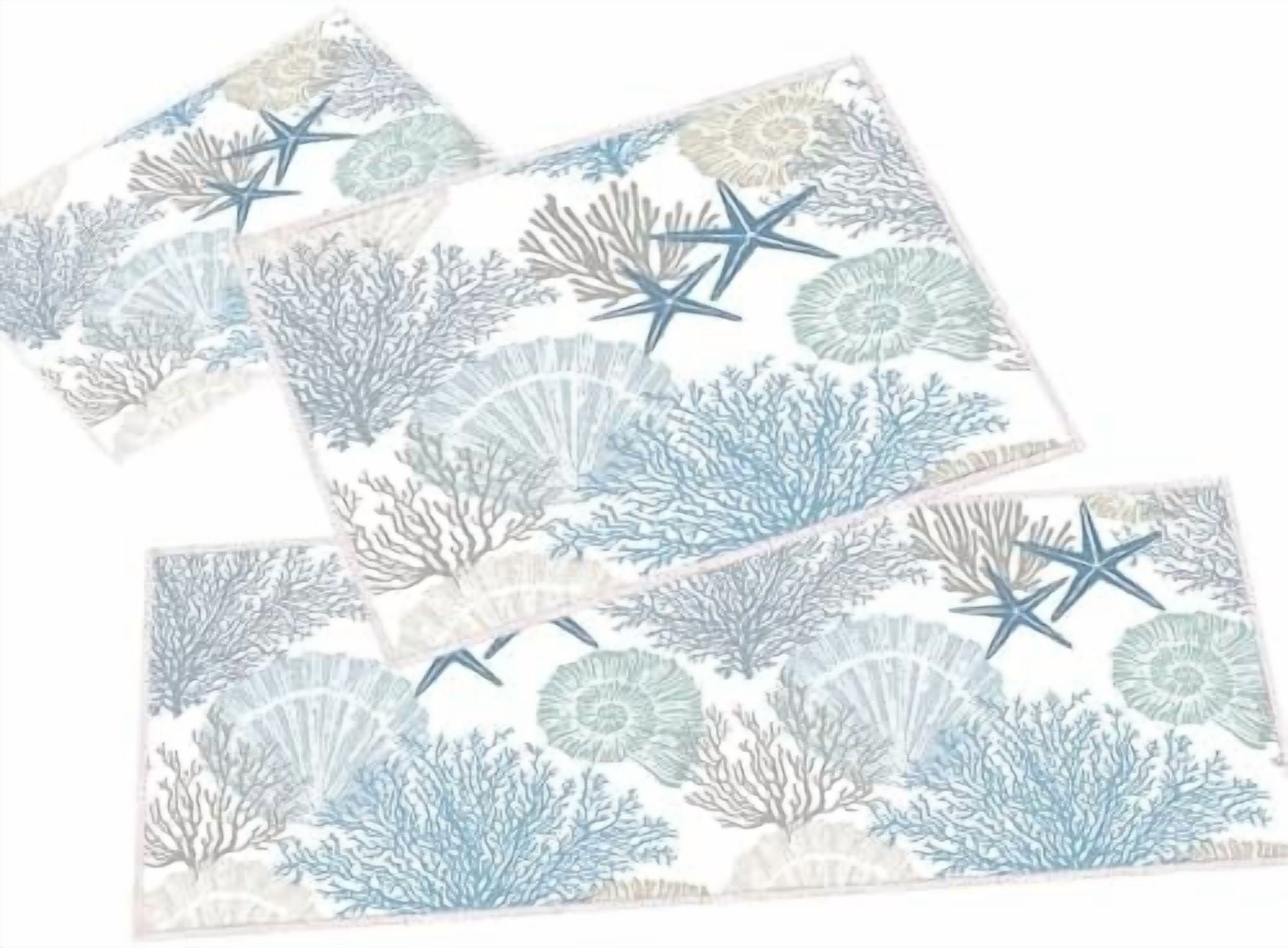 3-Pack Coastal Anti-Fatigue Kitchen Mats: Ocean/nautical (starfish ...