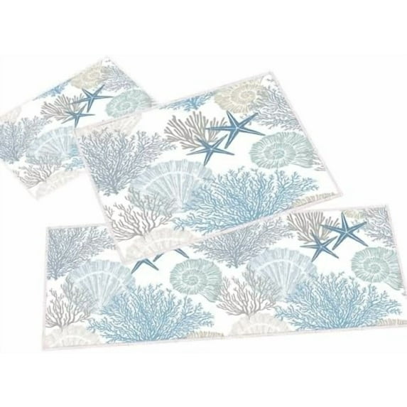 3-Pack Coastal Anti-Fatigue Kitchen Mats: Ocean/nautical (starfish ...