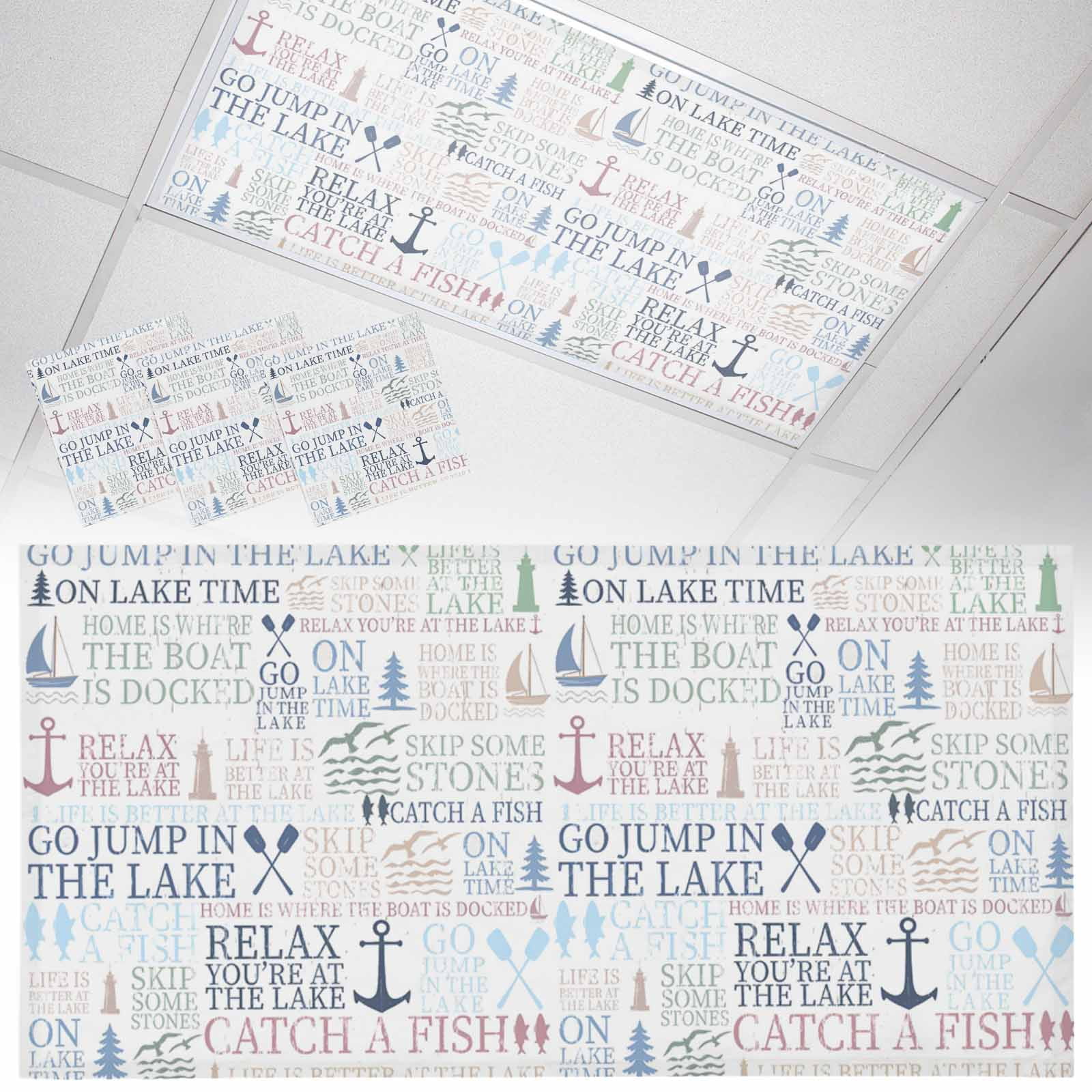 3 Pack Coastal Nautical Fluorescent Light Covers for Ceiling Lights ...