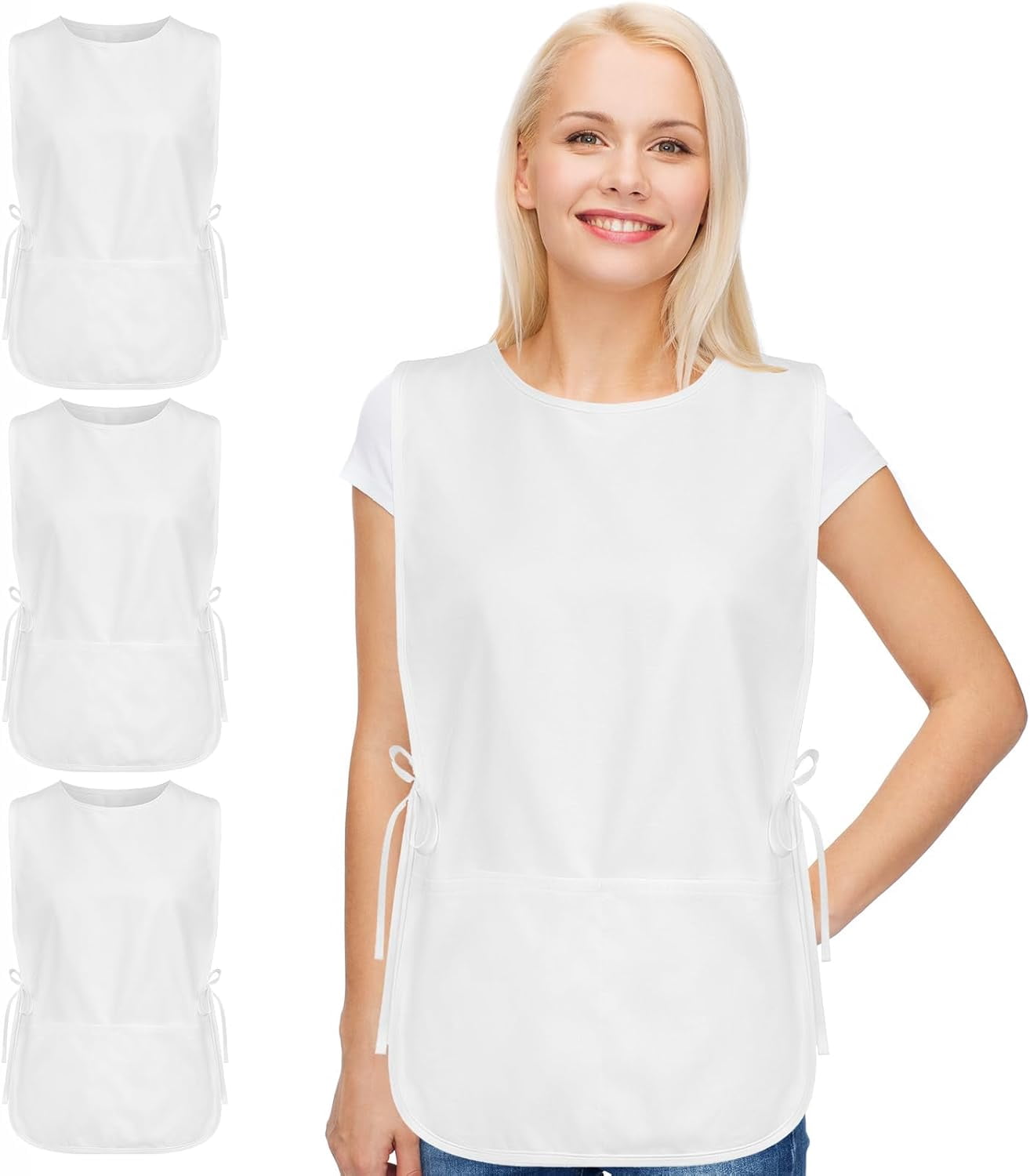 3 Pack Cobbler Aprons for Women and Men, Smock Aprons with 2 Pockets ...