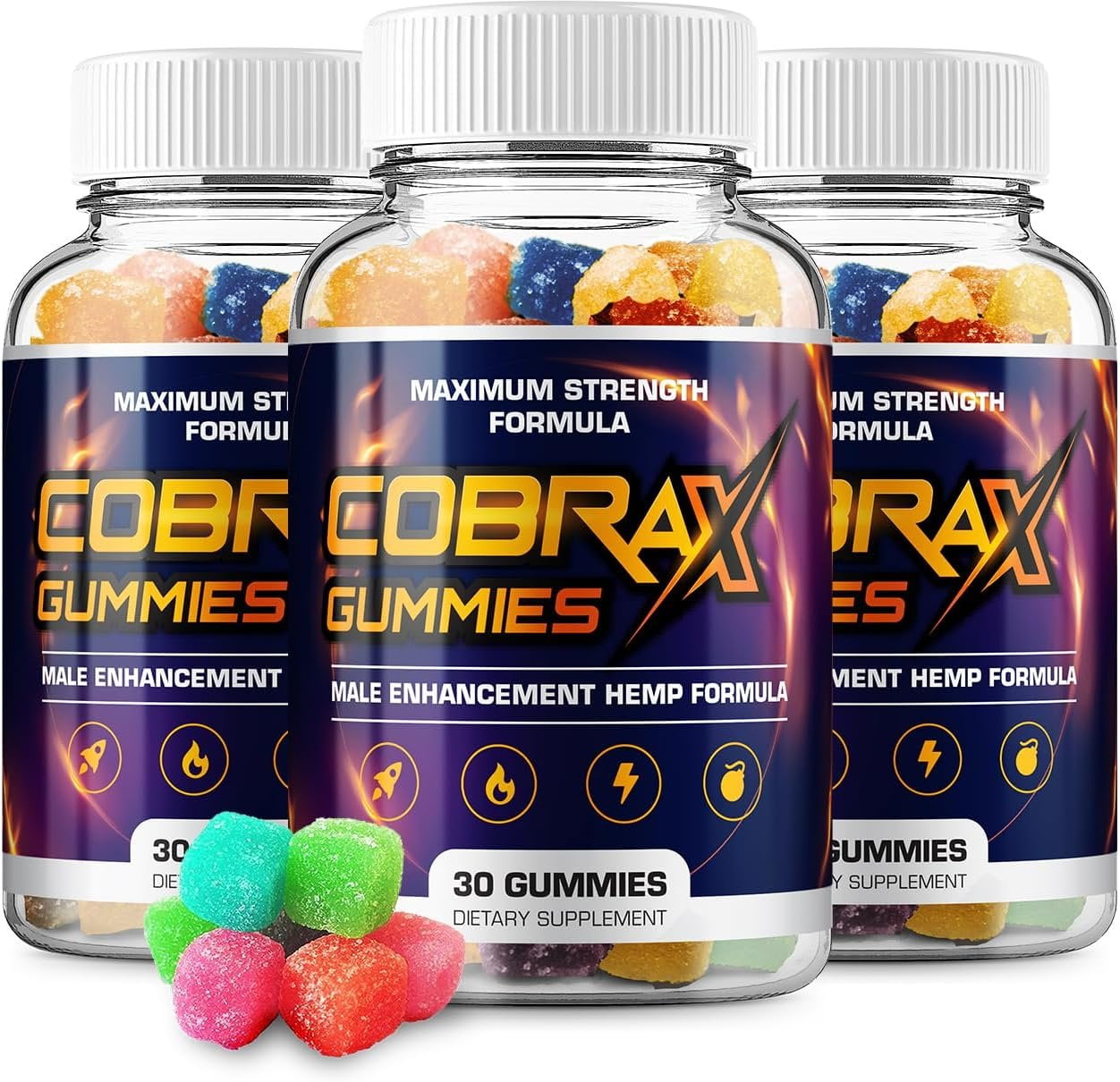 CobraX Men's Performance Gummies, 3 Pack - Advanced Formula, Maximum ...