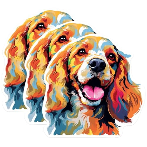 (3 Pack) Cocker Spaniel Decals - Colorful Dog Decal - Laptop Decal - 3 ...