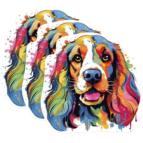 (3 Pack) Cocker Spaniel Decals - Colorful Dog Decal - Laptop Decals - 3 ...