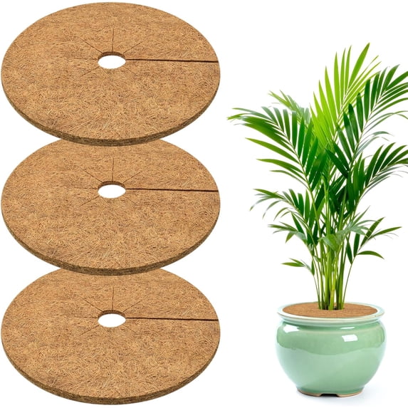 3 Pack Coconut Fiber Mulch Ring, 11.8 Inch Coco Coir Tree Ring Mulch ...