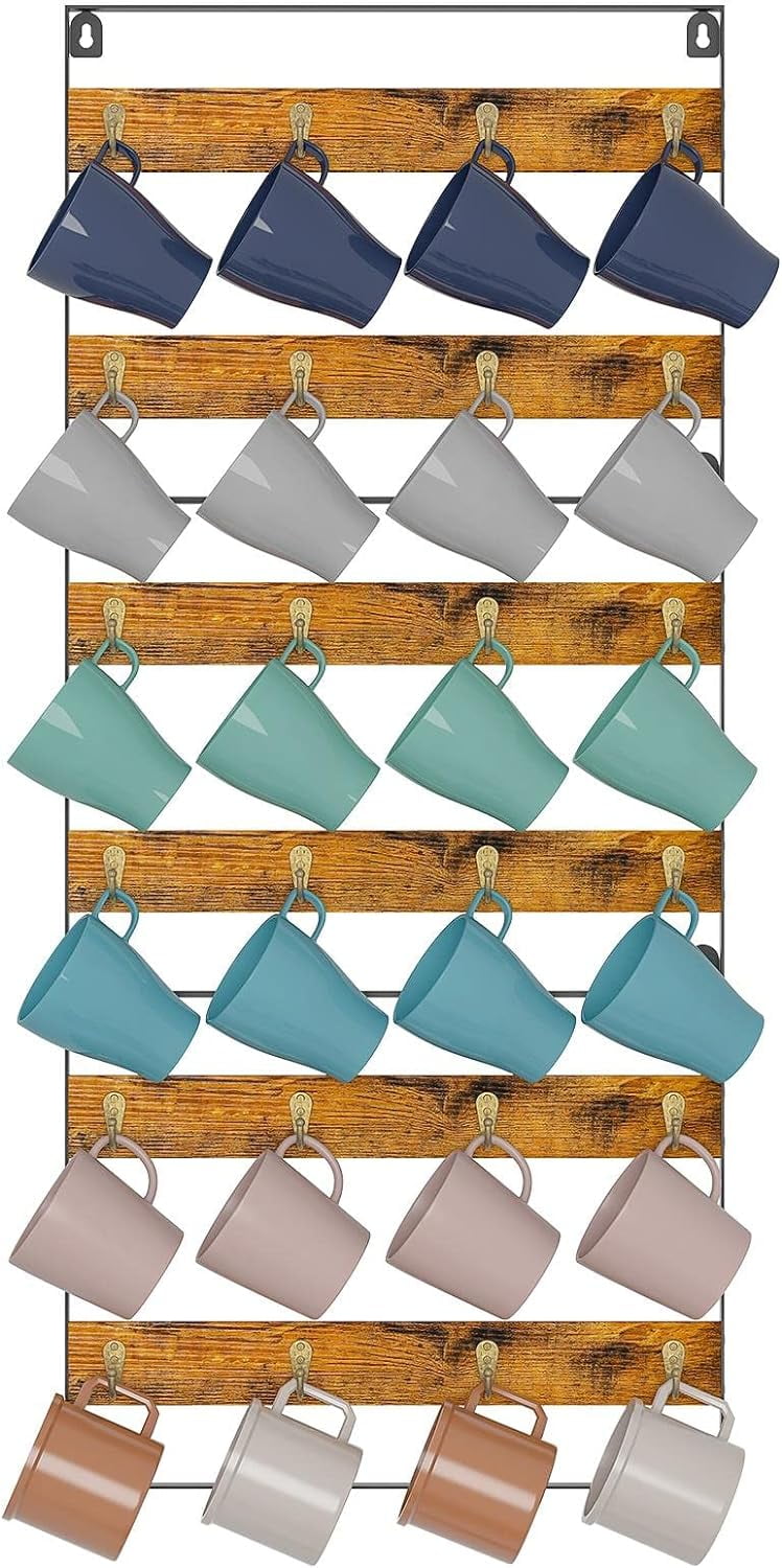 3 Pack Coffee Mug Rack,x-Cosrack Rustic Coffee Mug Holder Wall Mount ...