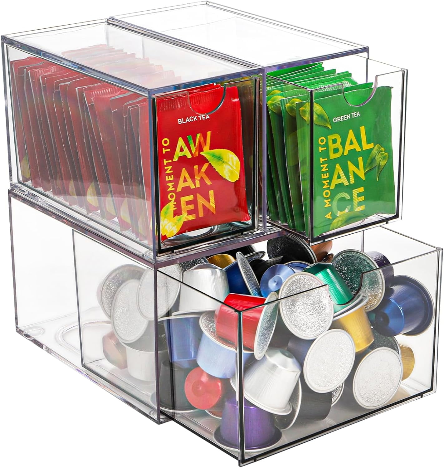 3 Pack Coffee Pod Organizer Tea Bag Holder, Clear Acrylic K Cup Holder ...