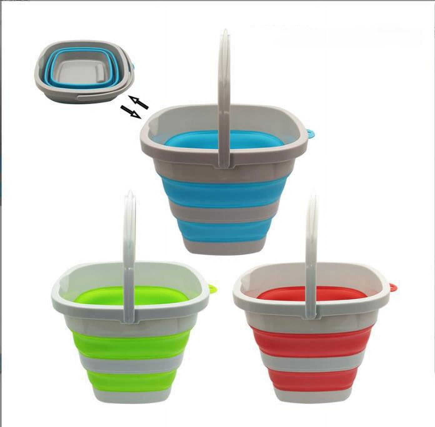 3 Pack Collapsible Plastic Bucket with 2.6 Gallon (10L) Each, Foldable ...