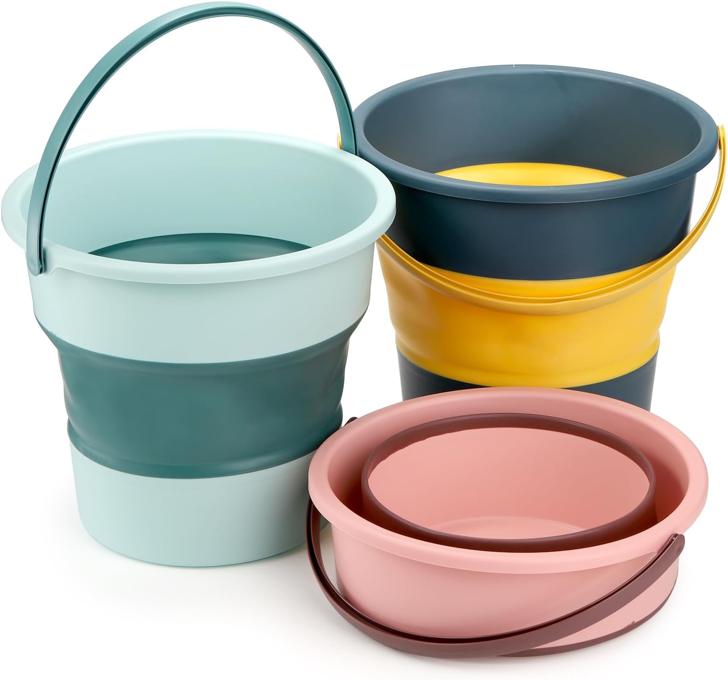 3 Pack Collapsible Plastic Bucket, 2.6 Gallon/10L Foldable Round Tub ...