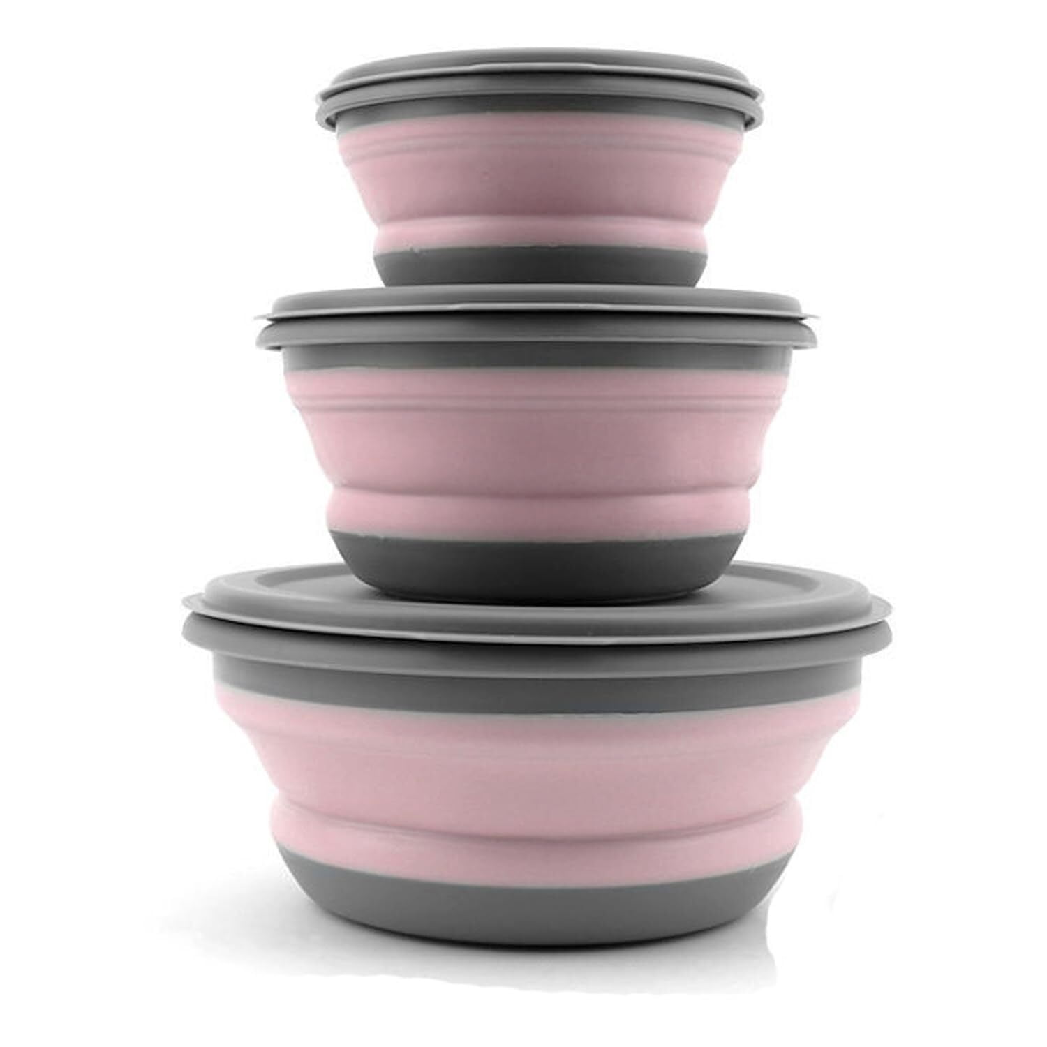 3 Pack Collapsible Silicone Bowls with Lids, Portable Food Storage ...