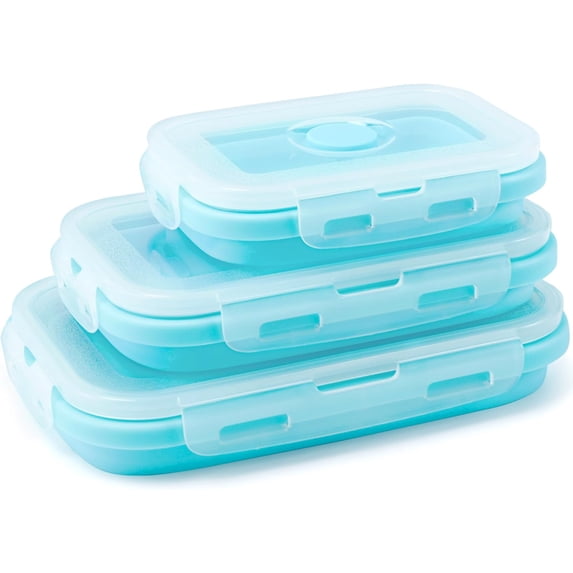 3 Pack Collapsible Silicone Food Storage Containers, Foldable Food ...