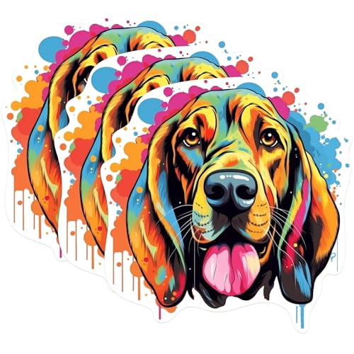 (3 Pack) Colorful Bloodhound Decals - Dog Laptop Stickers - Animal Art ...