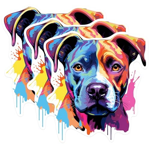 (3 Pack) Colorful Pitbull Decals - Dog Breed Art - Laptop Decal - 3 ...