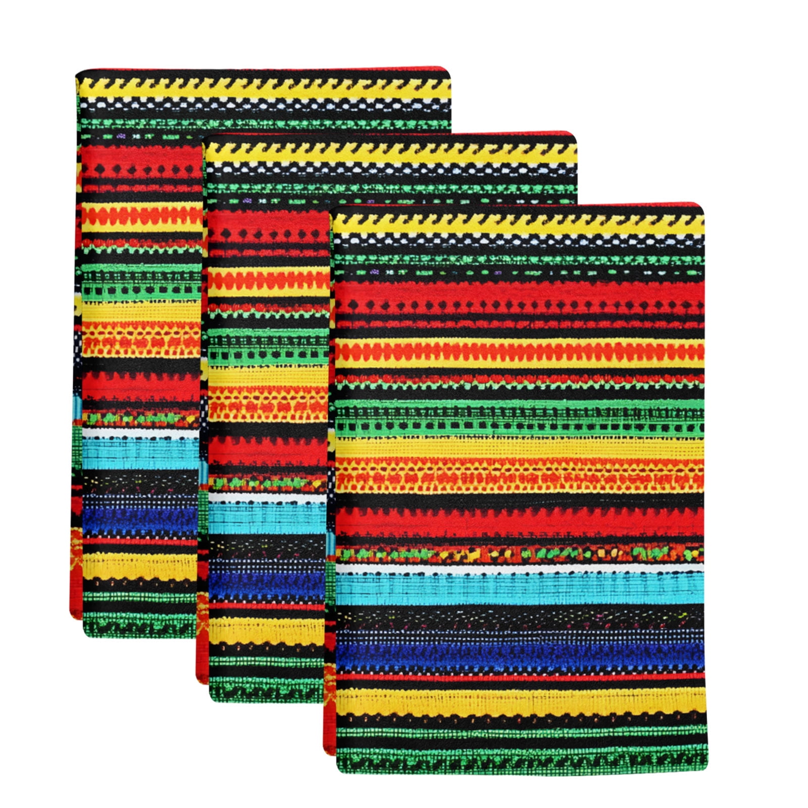 3 Pack Colorful Stripes Kitchen Towels Mexican Aztec Abstract Ethnic ...