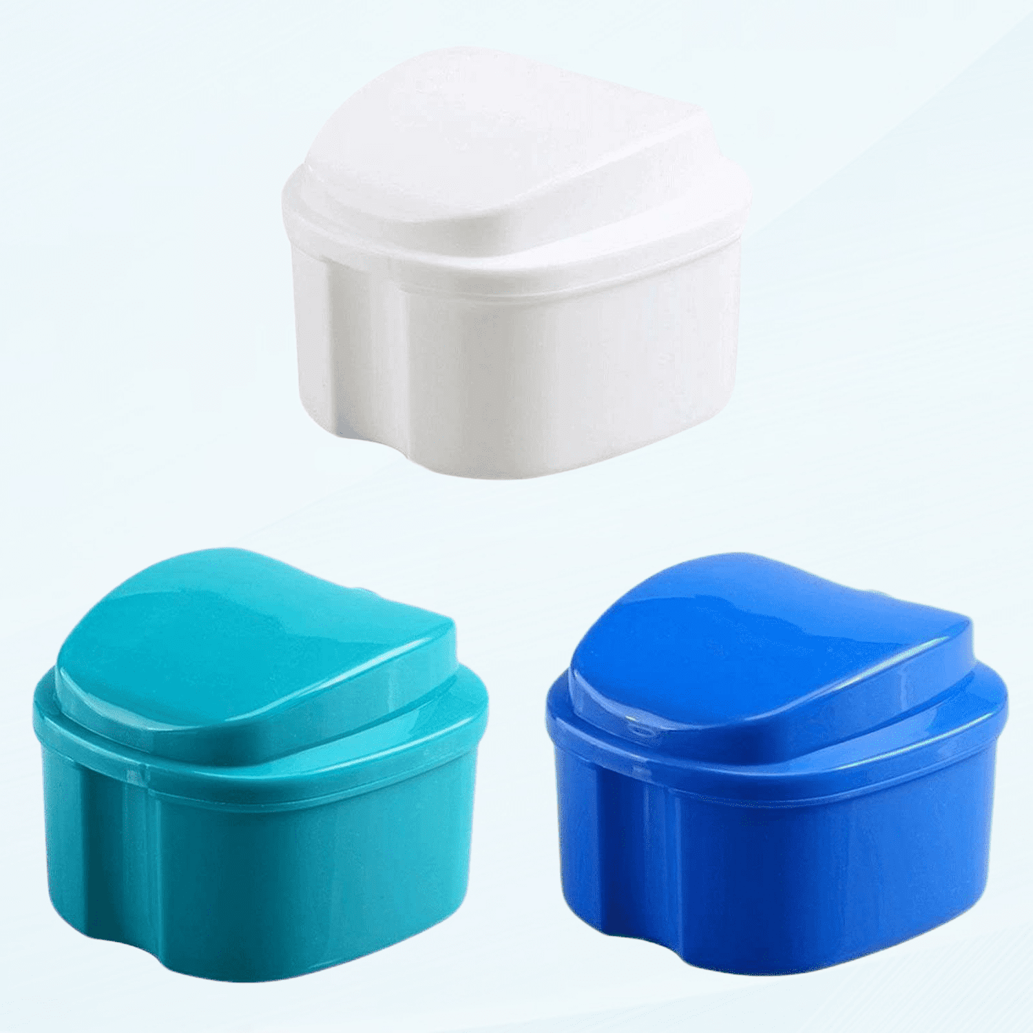 3 Pack Colors Denture Bath Case Cup Box Holder Storage Soak Container ...