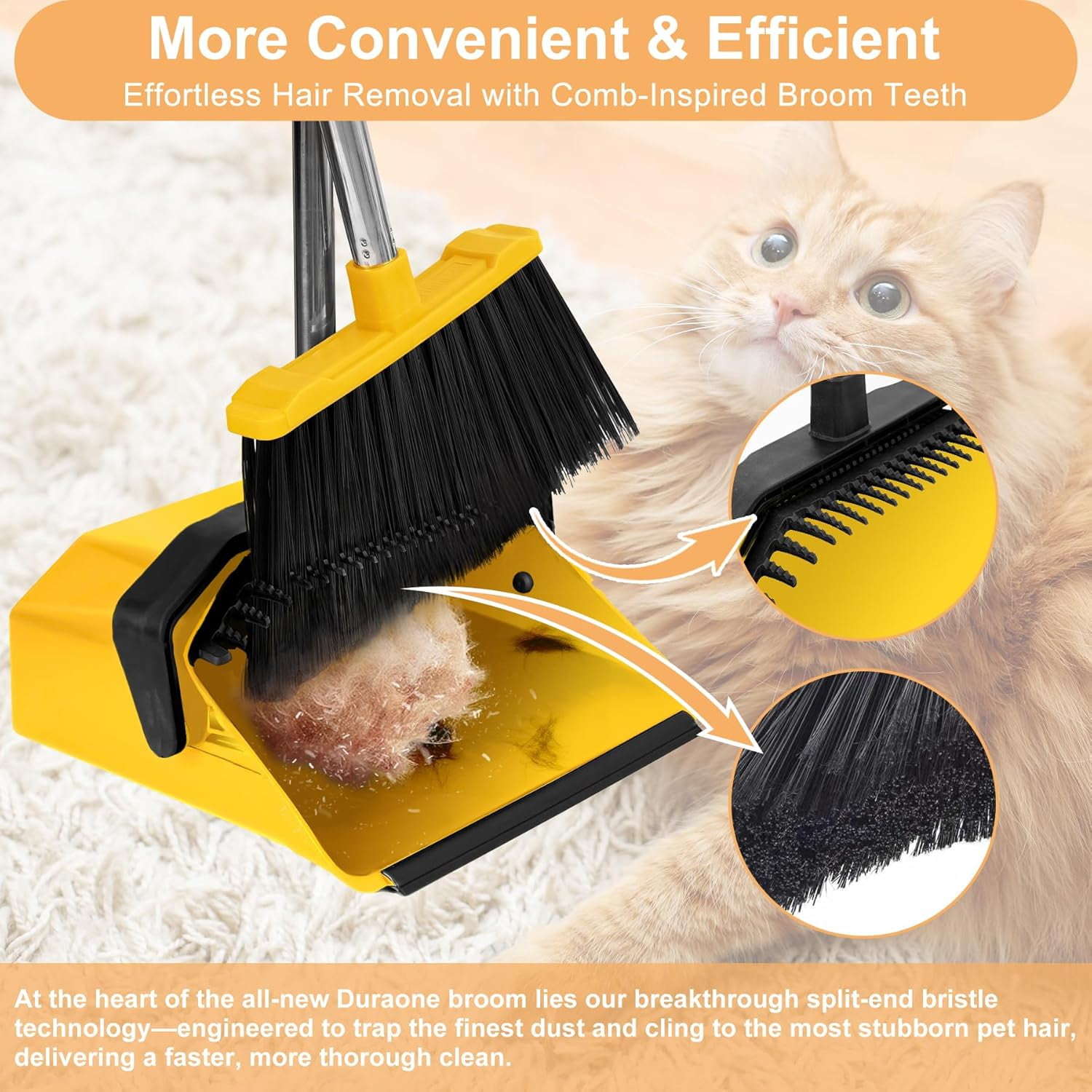 3-Pack Commercial Broom and Dustpan Combo Set, Industrial 51'' Broom ...