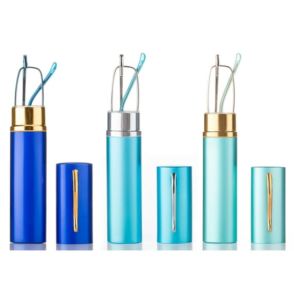 3 Pack Compact Reading Glasses in Aluminum Case Spring Hinged Metal ...