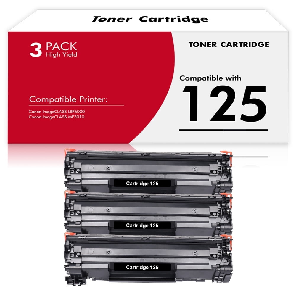 3-Pack Compatible 125 Black Toner Cartridge Replacement for Canon 125 ...