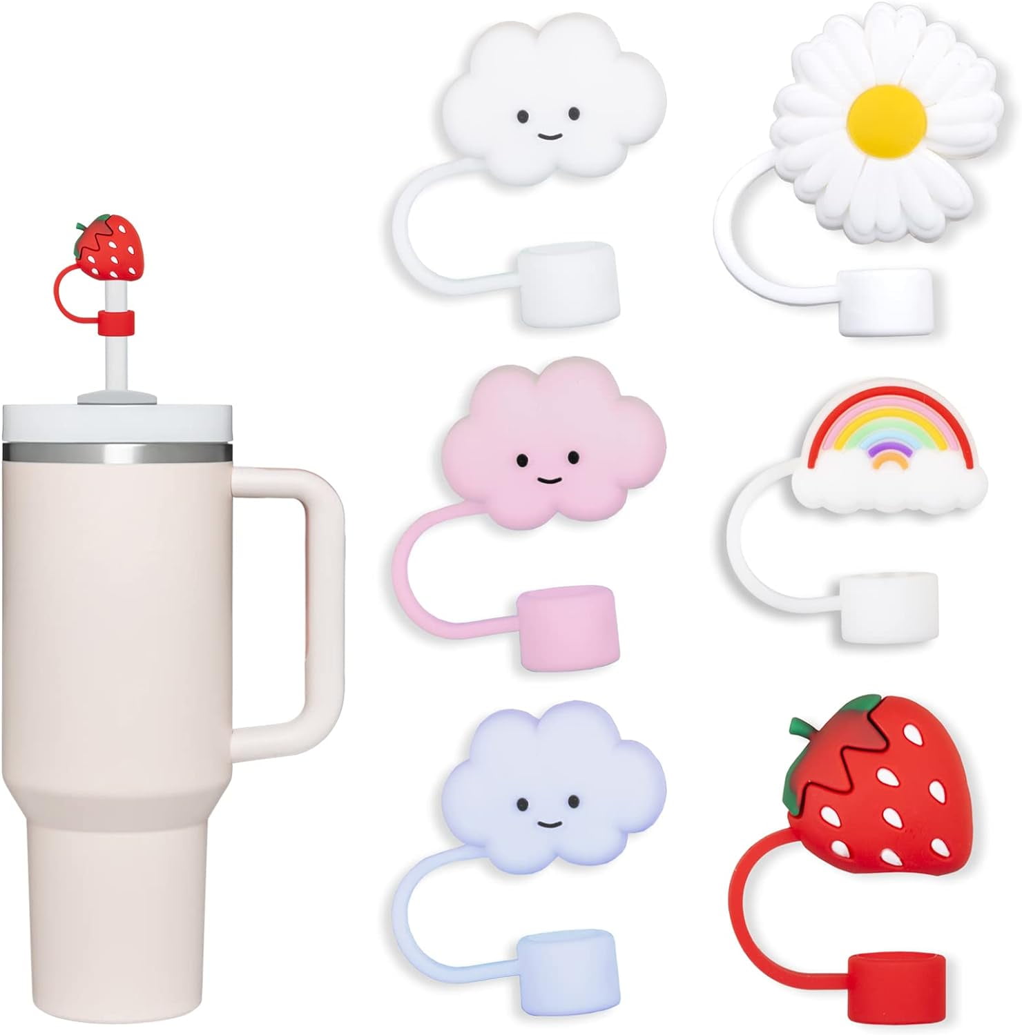 6 Pack Compatible with Stanley 30&40 Oz Tumbler, 10mm Cloud Shape Straw ...