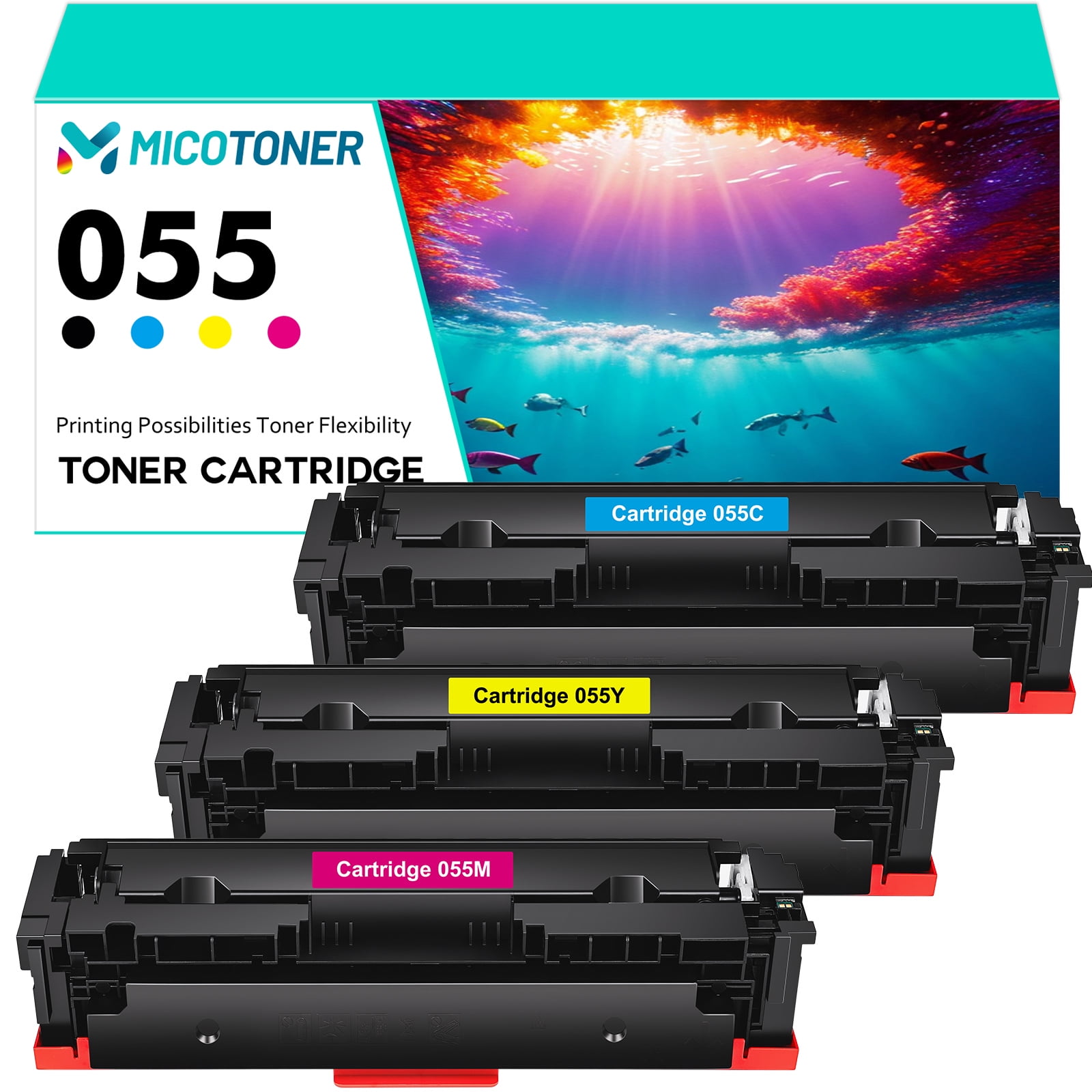 3-Pack Compatible Toner Cartridge with Chip for Canon 055 imageCLASS ...