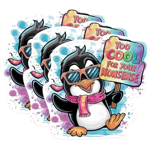 (3 Pack) Cool Penguin Decals - Funny Penguin Sticker - Laptop Decal ...